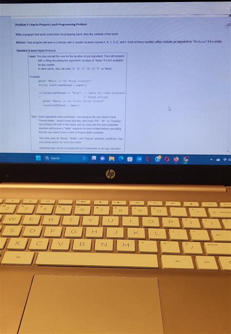Problem How To Prepare Lunch Programming Problem Chegg