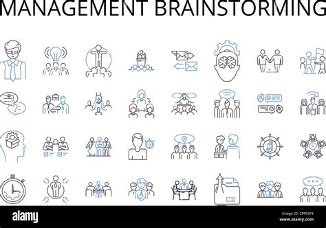 Management Brainstorming Line Icons Collection Leadership Innovation Coordination Ideation