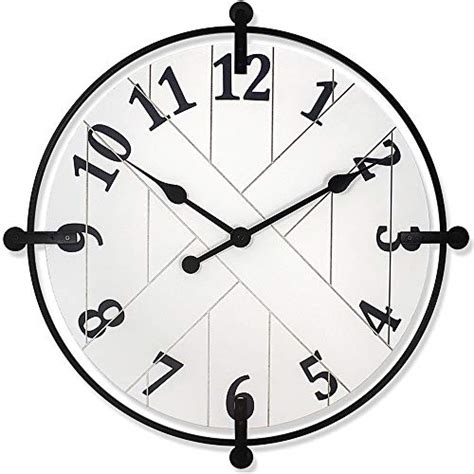 Presentime And Co Farmhouse Series Barn Door Clock 24 Inch Silent No