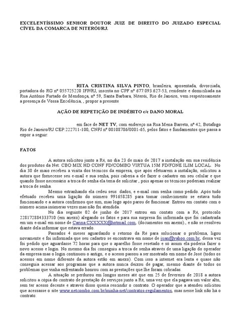 Repetição De Indébito E Dano Moral Pdf Indenização Telefone