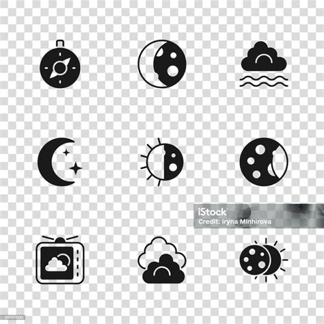 Set Cloud Moon Phases Eclipse Of The Sun Day Night Cycle Fog And Cloud