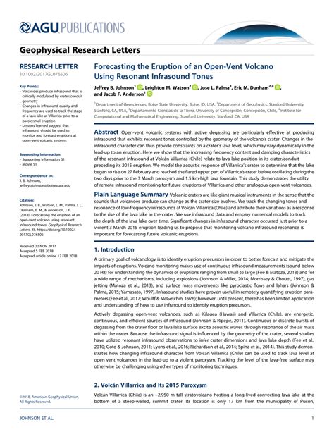 Pdf Forecasting The Eruption Of An Open Vent Volcano Using Resonant Infrasound Tones