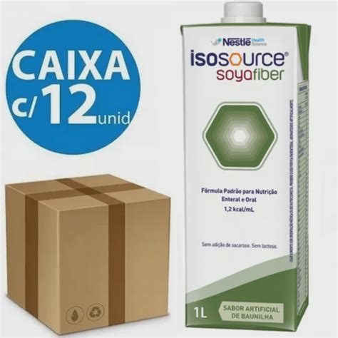 Caixa 12x Isosource Soya Fiber Sem Lactose Nestlé Baunilha