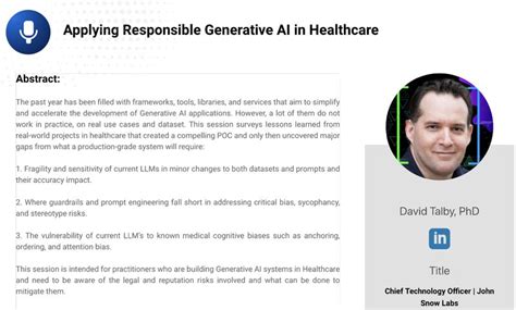 David Talby On Linkedin Odsc Responsibleai Generativeai Healthcare