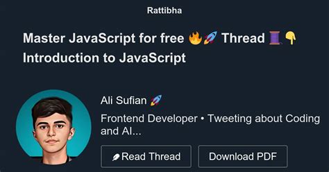 Master Javascript For Free 🔥🚀 Thread 🧵👇 Thread From Ali Sufian Aliscodes Rattibha