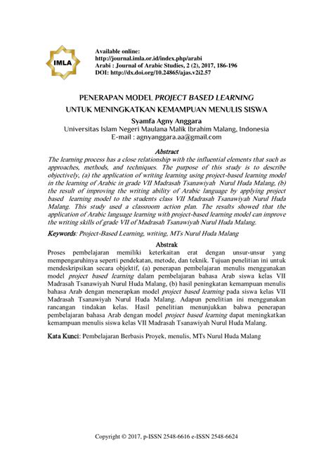 Pdf Penerapan Model Project Based Learning Untuk Meningkatkan