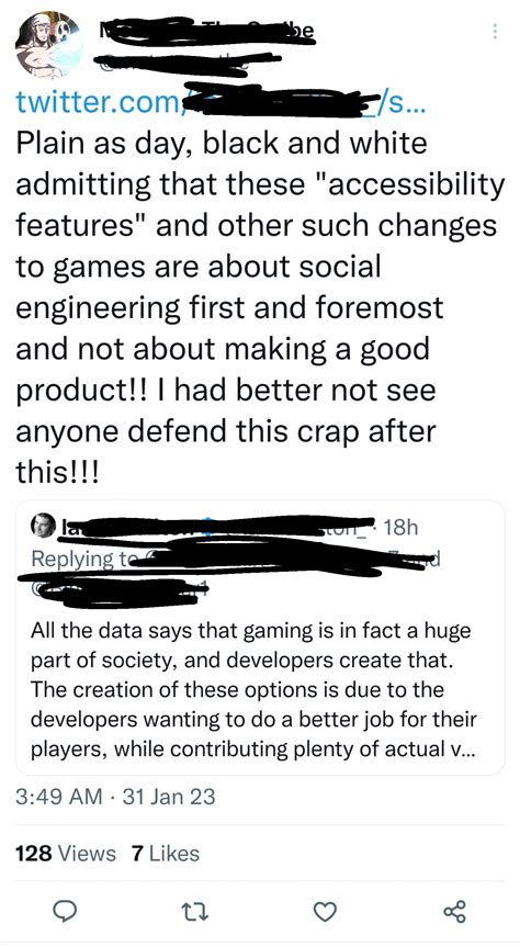 Adding Accessibility Features Is Social Engineering Rgamingcirclejerk