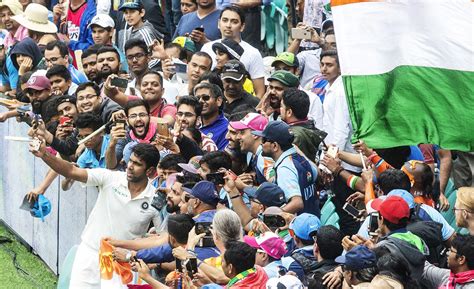 R Ashwin Takes A Selfie With Fans