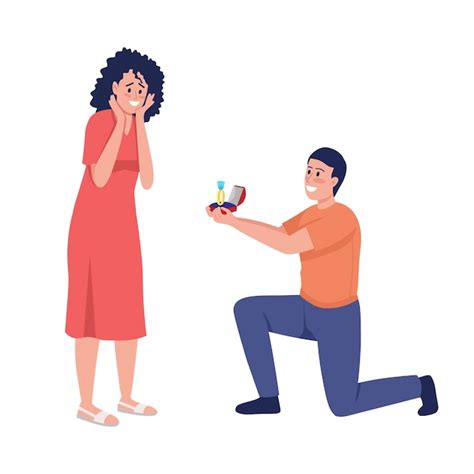 Premium Vector Man Proposing To His Beloved Woman Semi Flat Color
