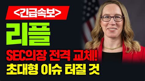 긴급속보 리플sec 의장 전격 교체 초대형 이슈 터질 것 리플 리플전망 리플코인 Youtube