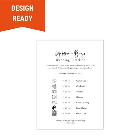 Wedding Timeline Sign Black And White Bc Retail Supplies