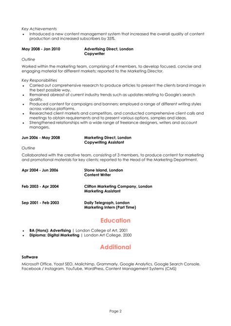 3 Copywriter Cv Examples And Guide [land Top Writing Roles]