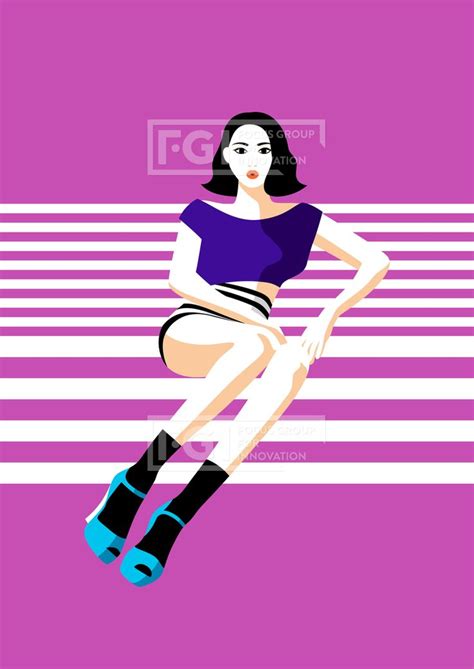 Sill238 프리진 일러스트 여름 패션 라이프스타일 라이프 생활 벡터 에프지아이 사람 패션모델 캐릭터 심플 여자 전신 1인 화려한 패션피플