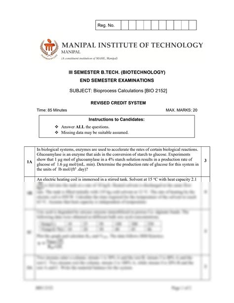 Solution Bioprocess Calculations Previous Question Paper With Solved