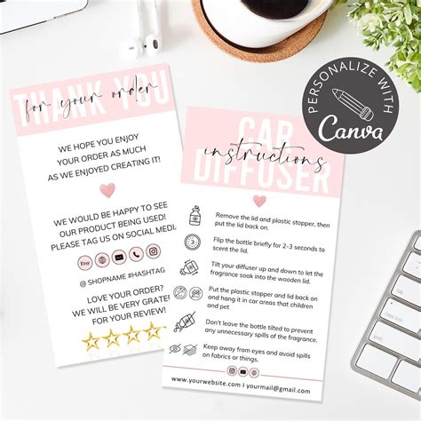 Car Diffuser Canva Template I Editable Car Air Freshener Etsy