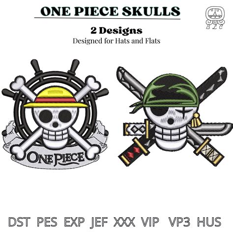 One Piece Skulls Digital Embroidery Files Etsy