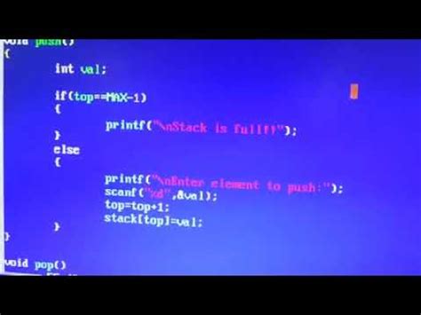 WAP TO IMPLEMENT STACK PUSH AND POP OPERATION IN C BE DE TH SEM CSE YouTube