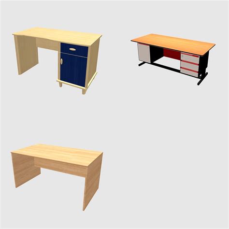 Set Of Desks Free 3d Model On