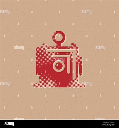 Large Format Camera Icon In Halftone Style Grunge Background Vector