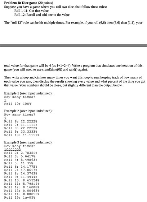 Solved Problem B Dice Game Points Suppose You Have A Chegg