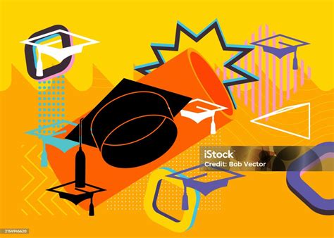Ilustración De Gorra De Graduación Tablero De Mortero Con Fondo