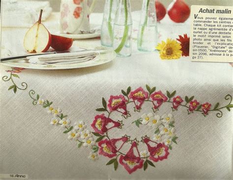 مفرش تطريز يدوي بالباترون Flowers And Apples Embroidered Table Cloth