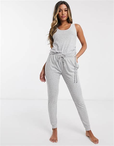 Asos Design Mix And Match Lounge Super Soft Tank And Jogger Set With