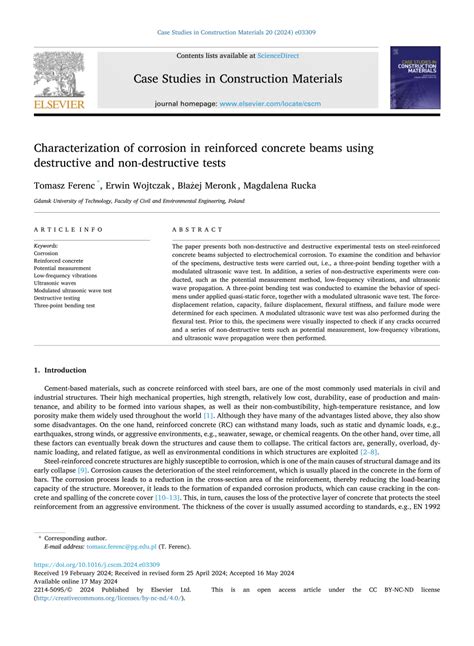 Pdf Characterization Of Corrosion In Reinforced Concrete Beams Using Destructive And Non