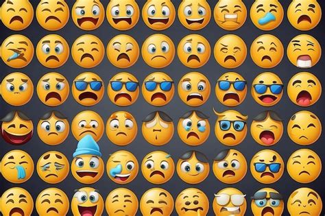 Premium Photo Set Of Emoji Emoticons With Sad And Happy Mood