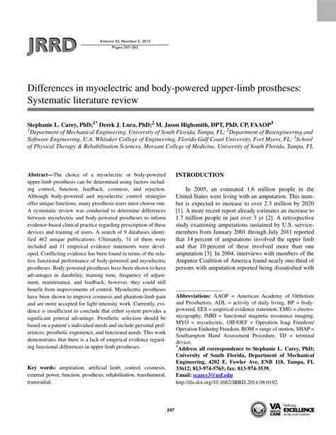 Pdf Differences In Myoelectric And Body Powered Upper Limb Prostheses Systematic Literature