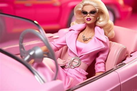 Barbie Estilosa No Carro Da Barbie Foto Premium