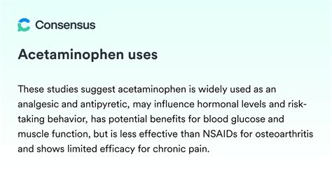 Acetaminophen Uses Consensus Academic Search Engine