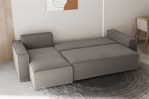 Ecksofa Schlafsofa Sofa Maris Stoff Quarzgrau Ottomane Links Ottomane