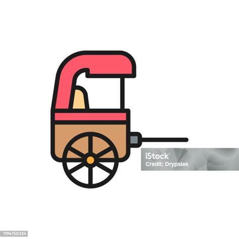 Ilustración De Vector Rickshaw Icono Tradicional De La Línea De Color