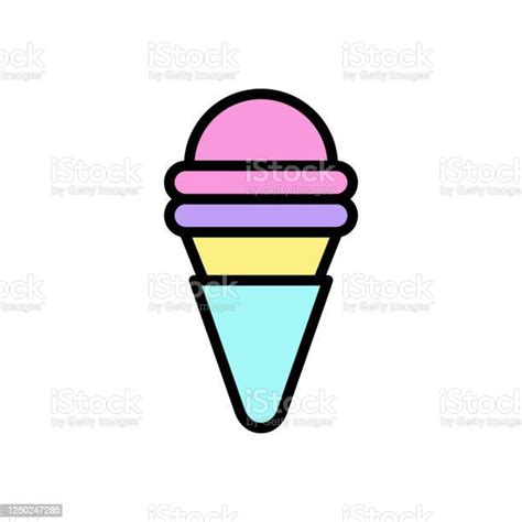 아이스크림 와플 콘 아이콘 Ui 및 Ux 웹 사이트 또는 모바일 응용 프로그램에 대한 동결 달콤한 아이콘의 윤곽 벡터 요소와 간단한 색상 감기와 독감에 대한 스톡 벡터 아트