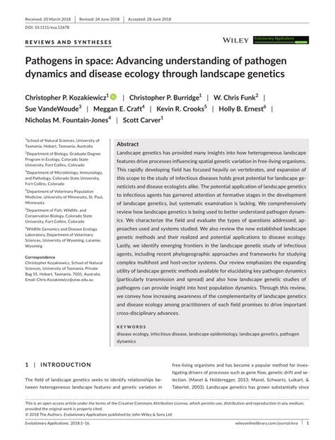 Pdf Pathogens In Space Advancing Understanding Of Pathogen Dynamics