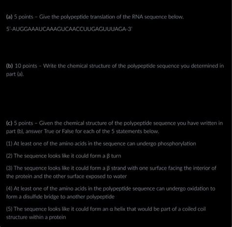 Solved A 5 Points Give The Polypeptide Translation Of