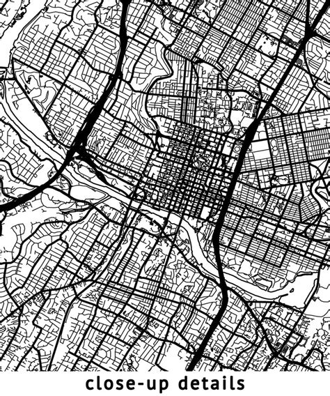Austin Texas Map Black And White Coordinates Map Of Austin Etsy