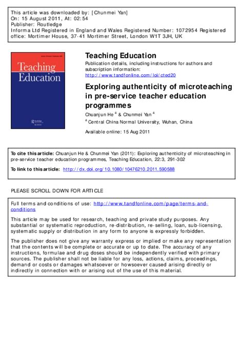 Pdf Exploring Authenticity Of Microteaching In Pre Service Teacher Education