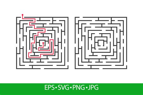 Square Labyrinth Game With Solution Graphic By Frogella Stock
