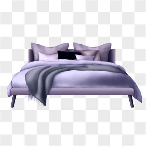 Download Gezellig Bed Met Paarse En Grijze Dekens Pngs Online Op