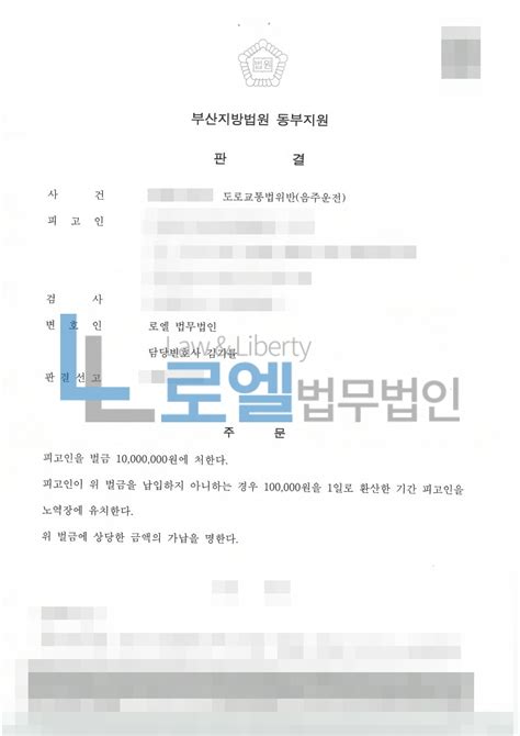 사건사례 도로교통법위반음주운전 벌금형