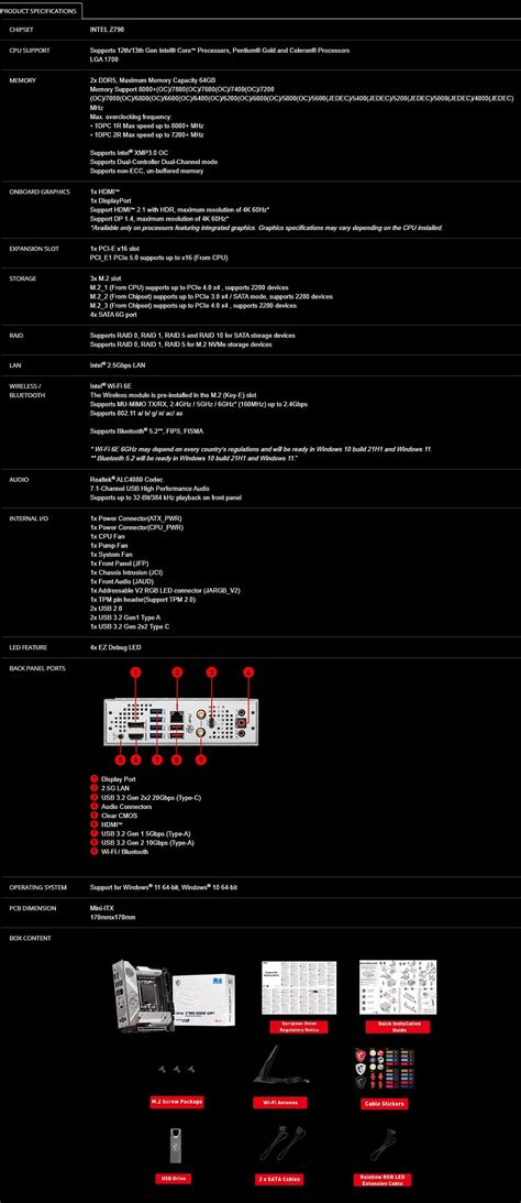 Msi Mpg Z790i Edge Wifi Lga 1700 Mini Itx Motherboard