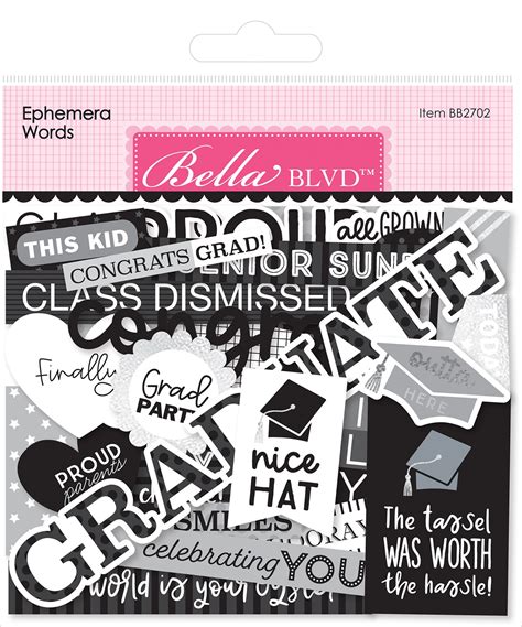 Bella Blvd Cardstock Ephemera Words Cap And Gown 819812014507
