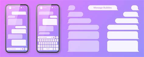 Premium Vector Realistic Smartphone With Messaging App On Colorful Violet Background Blank Sms