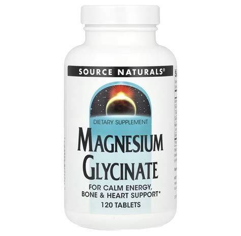 Магний глицинат, Magnesium Glycinate, Source Naturals, 120 таблеток ...