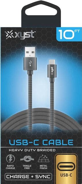 10 Ft Braided Usb C 2 0 To Usb A 2 4a Hd Braided Cable Black