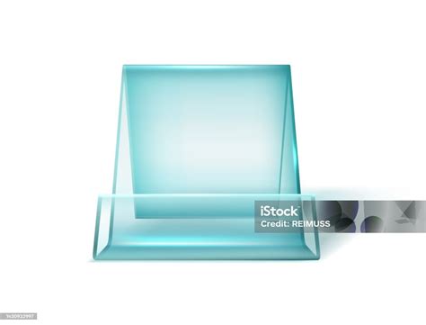 트랜스포런트 배경에 고립된 아크릴 브로셔 홀더 빈 유리 스탠드 디스플레이 투명 플라스틱 플렉시 또는 플렉시 글라스 가격표 또는 레스토랑 메뉴 모형 0명에 대한 스톡 벡터