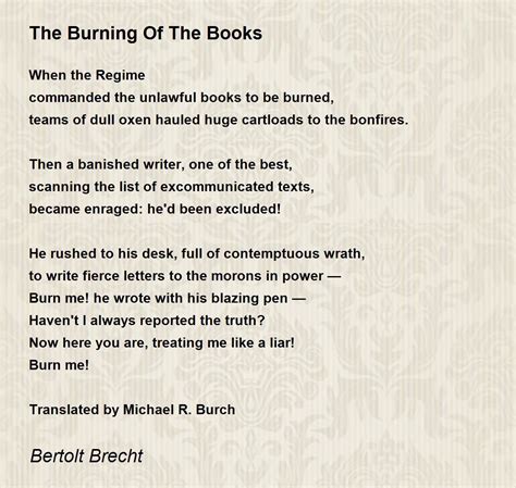 The Burning Of The Books Poem By Bertolt Brecht Poem Hunter