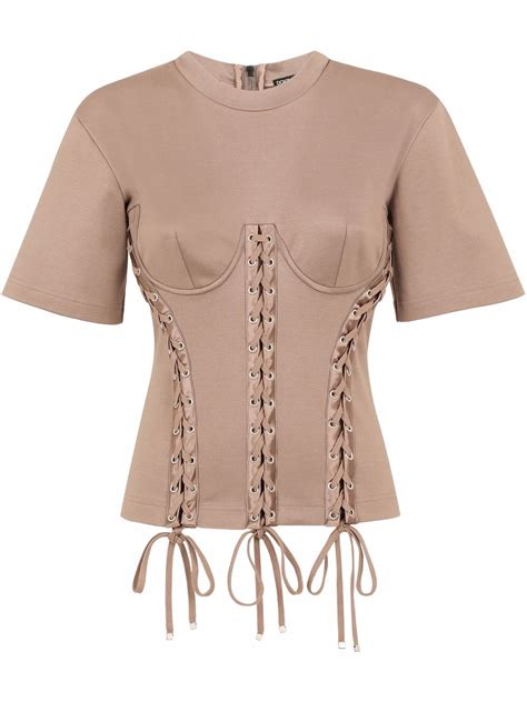 Dolce And Gabbana Eyelet Detail Corset T Shirt Polo Avenue